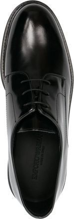 Emporio Armani Glossy Brushed Leather Derby Shoe - Black