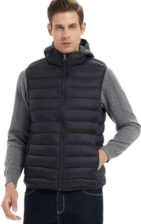 Generic Gilet Sans Manche Homme Doudoune L&eacute;g&egrave;re Vestes Capuche Chasse Camping Gilets de Photographie Poches zipp&eacute;es Regular Fit Hiver Chaud Doudounes Blouson 