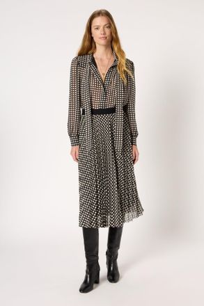 Gerard Darel Jupe mi-longue &agrave; pois graphiques - BETH - Noir