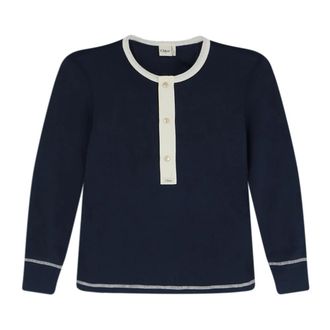 Chlo&eacute; Cotton Jersey Fit Henley Shirt - - Knitwear - Damen - Blau - L