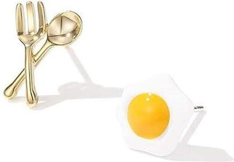 Generic 925 Argent Sterling Aiguille Mode Couteau asym&eacute;trique Fourchette Oeuf poch&eacute; nid doiseau Boucles doreilles pour Femmes Filles Bijoux (Oeuf) Op&eacute;ration F