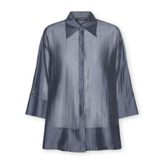 Elena Miro Organza Shirt - - Blouses & Shirts - Damen - Blau - 2XL
