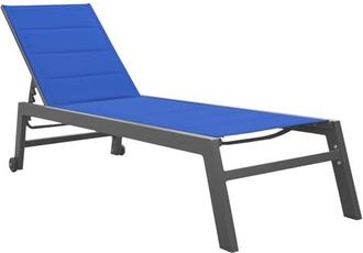 Happy Garden Bain de Soleil Barbados en textil&egrave;ne Bleu fonc&eacute; et Aluminium Anthracite. Transat dext&eacute;rieur Multi Position