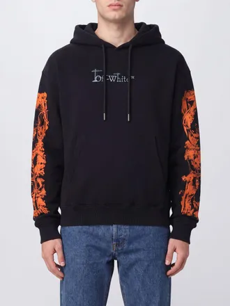 Off-white Baumwoll-Hoodie mit Arrow-Logo hinten und K&auml;ngurutasche