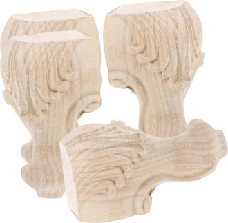 DOITOOL 4 St&uuml;ck Massive Holz M&ouml;belf&uuml;&szlig;e Unbehandelte Geschnitzte Europ&auml;ische M&ouml;belbeine f&uuml;r Sofa Schrank Kommode DIY Ersatzf&uuml;&szlig;e mit Einfacher Montage