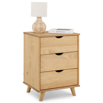 IDIMEX Nachttisch Jalisco mit 3 Schubladen, gebeizt/gewachst - Nachtkommode aus Kiefer Massivholz, skandinavisches Design mit konisch geformten Holzf&uuml;&szlig;en, St