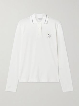 Brunello Cucinelli Polo En Jersey De Coton Imprim&eacute; - Blanc