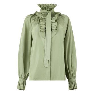 Alberta Ferretti Elegantes Hemd mit hohem Kragen - - Blouses & Shirts - Damen - Gr&uuml;n - S