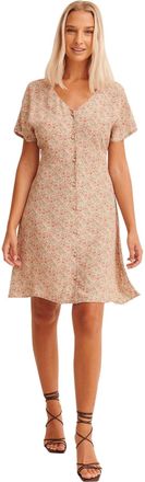 NA-KD Damen Button Front Mini Casual Dress, Pink Flower, EU 42