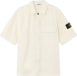Stone Island Homme, Chemises, Beige, Taille: XL Chest-pocket Short Sleeve Shirt