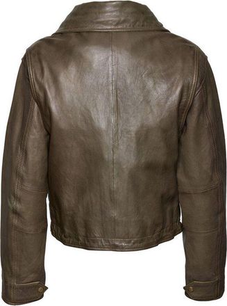 Apple of Eden Lederjacke (1-St) h&uuml;ftlang mit Umlegekragen