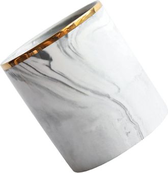 Angoily Nordischer Stiftehalter aus Keramik mit Marmoroptik und Goldrand Kreativer Aufbewahrungskorb f&uuml;r Kosmetikpinsel und Schreibwaren Eleganter Schreibtisc