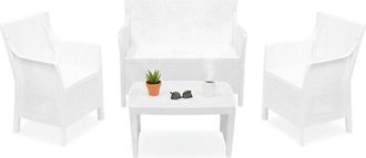 Dmora Outdoor-Sitzgruppe Lasca, 4-Sitzer Gartenset, ein Tisch Made in Italy, Wei&szlig;