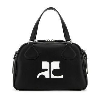 Courr&egrave;ges Klassische schwarze Lederhandtasche - - Bags - Damen - Schwarzk - ONE SIZE