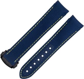Generic 20 mm gelbe Linie hochdichtes Nylon-Rindsleder-Uhrenarmband für AT150 300 Planet Ocean De Ville Uhrenarmband mit gebogenem Ende
