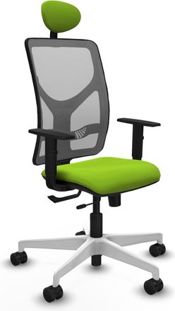 Piqueras y Crespo Economalla Stuhl mit 1D-Armlehnen, h&ouml;henverstellbarer Lendenwirbelst&uuml;tze und festem Kopfteil, ausgestattet mit Syncro/Traslack und Schneideschaum, Gra