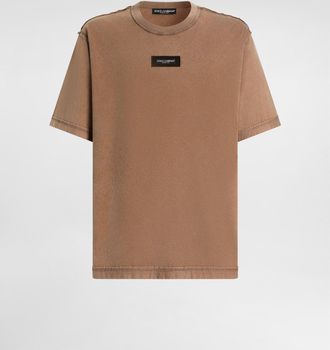 Dolce & Gabbana Cotton T-shirt With Print - Mann T-shirts Und Polos Brown 46