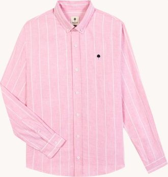 Faguo Chemise en lin ray&eacute;e rose et blanc - IVOY