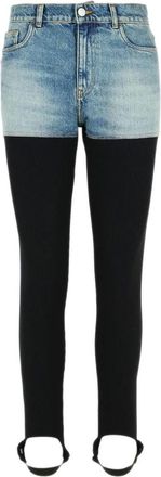 Coperni Femme, Pantalons, Bleu, Taille: 40 FR Leggings en Denim Hybride Bleu Côtelé