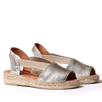 Toni Pons Damen Espadrille aus Leder - ETNA - Platin, 42 EU