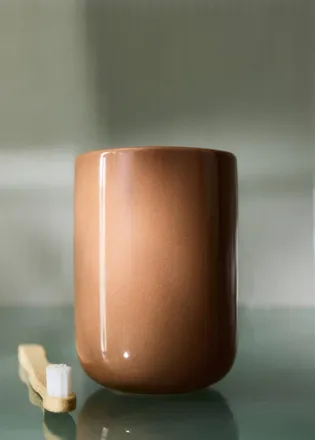 Mango Gobelet &agrave; brosse &agrave; dents en gr&egrave;s orange br&ucirc;l&eacute; - Home - Taille unique - MANGO HOME