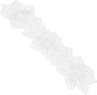 BESPORTBLE MUCKLILY Hitzebest&auml;ndiger PVC Tischl&auml;ufer mit Floraler Laserausschnitt Dekoration Rutschfestes Tischset f&uuml;r Esszimmer Abwaschbar Silberfarben Elegante