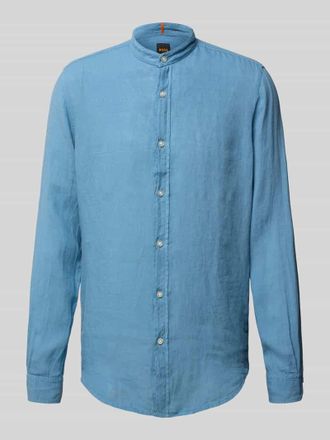 Boss Orange by Hugo Boss Regular Fit Leinenhemd mit Stehkragen Modell Race