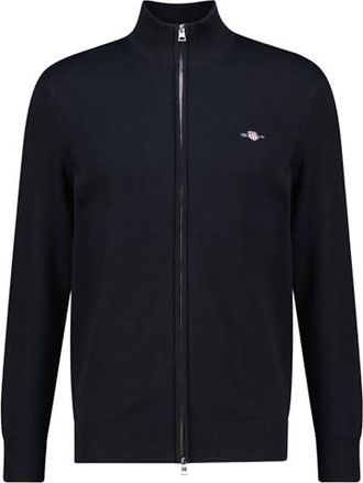 GANT Zip Cardigan Zipp&eacute; en Coton Casual, Black, XL Homme