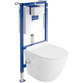 Domino VILLEROY&BOCH WC Set mit Vorwandelement, Wand-WC und Sp&uuml;lknopf
