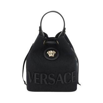 Versace Femme, Sacs, Noir, Taille: ONE Size La Medusa Canvas Bucket Bag