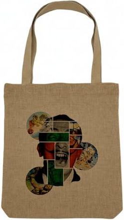 Fabulous Sac Shopping Tote Bag Aspect Lin - Salvadore Dali Collage Art Artiste Peinture Surrealisme - Sac de Courses Toile Epaisse 360g Beige Naturel Cabas Por