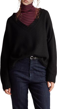 Benetton Damen Maglia Scollo V M/L 126wd402z Pullover, Schwarz, L