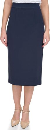 Tommy Hilfiger Damen-Midi-Rock Ponte, Mitternacht/Ausflug, einfarbig (Midnight//Getaway Solids), 46