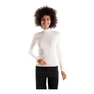 Marella Gerippter Cremefarbener Pullover Slim Fit - - Knitwear - Damen - Beige - L