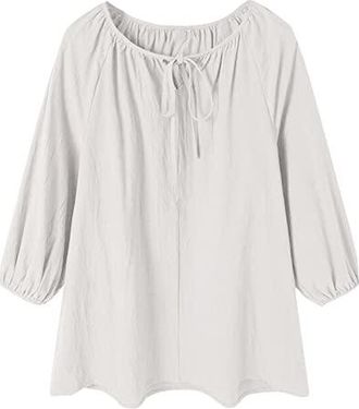 Janly T-shirt blanc pour femmes T-shirt doux &agrave; col rond pour femme pour plus de confort Style d&eacute;contract&eacute; T-shirts noirs simples Col en V Imprim&eacute;, Blanc., M