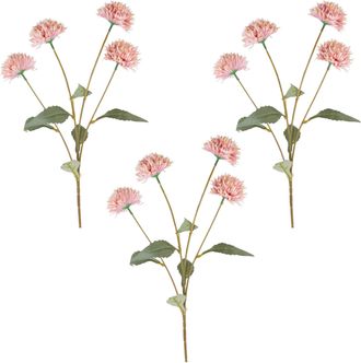 Matches 21 Chrysanthemen künstliche Blumensträuße Rosa 63 cm - 3er Set Kunstblumen für Vase & Deko