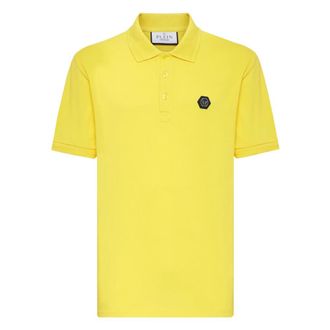 Philipp Plein Homme, Tops, Jaune, Taille: XL Polo Slim Fit Skull&Bones