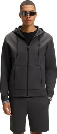 HUGO BOSS Hoodie mit durchgehendem Rei&szlig;verschluss f&uuml;r Herren, Sport, Stretch (Dunkelgrau)
