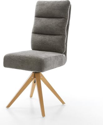 DELIFE Drehstuhl Pela-Flex Boucl&eacute; Soft Schlamm Holzgestell kantig Natur 180&deg; drehbar Taschenfederkern, Esszimmerst&uuml;hle