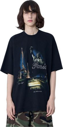 VETEMENTS Homme, Tops, Noir, Taille: XL Paris Tourist T-Shirt