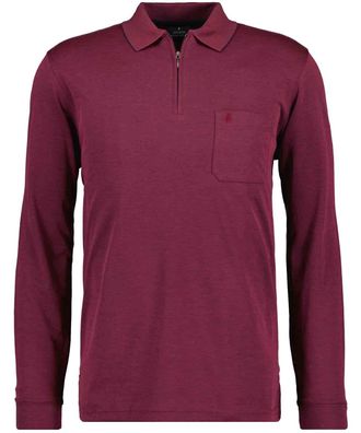 Ragman Ragman Herren Softknit-Poloshirt Langarm mit Zip M, Terra Rot-620