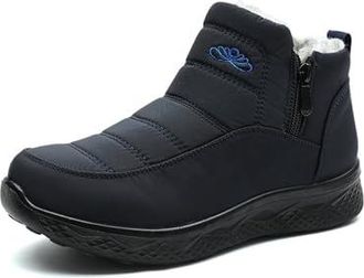 Generic Dritnow Bottes de neige isolées pour femme - Bottines dhiver chaudes doublées de fourrure - Chaussures épaisses - Fermeture éclair plate - Imperméable