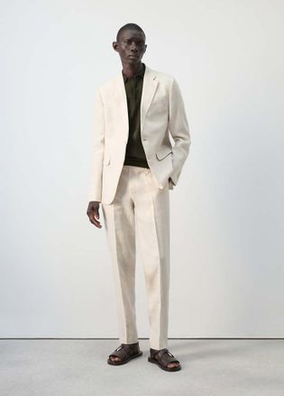 Mango Pantalon costume Amalfi 100 % lin slim-fit &eacute;cru - Homme - 38 - MANGO MAN