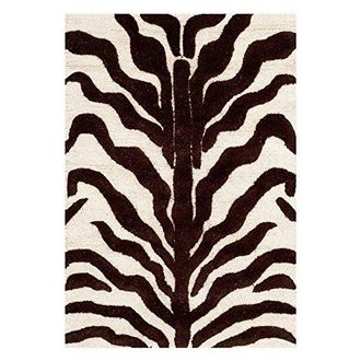 Safavieh Zebra Teppich für Wohnzimmer, Esszimmer, Schlafzimmer - Cambridge Collection, Kurzer Flor, Elfenbein und Braun, 183 X 274 cm