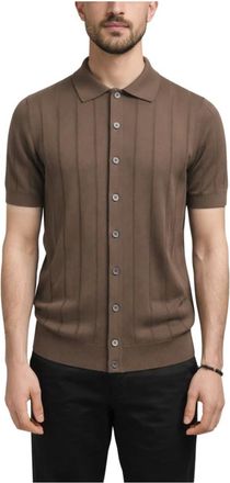 Gran Sasso Homme, Pulls, Brun, Taille: XL Short-Sleeve Rib Knit Shirt