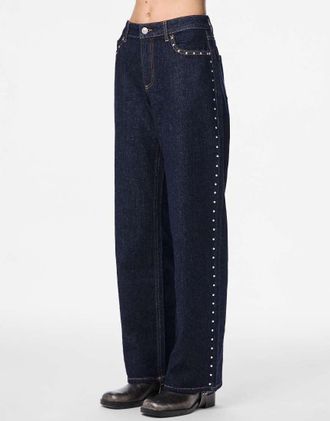 Pieces Wide-Fit-Jeans aus Denim in Dunkelblau