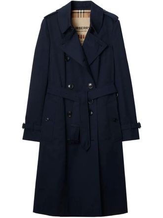 Burberry trench Chelsea Heritage &agrave; boutonni&egrave;re crois&eacute;e - Bleu