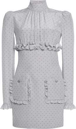 Alessandra Rich Femme, Robes, Gris, Taille: 38 FR Mini-robe &agrave; d&eacute;tails volant&eacute;s