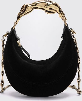 Chlo&eacute; Mini-Hobo-Tasche aus Leder und Samt mit skulpturalem Metallgriff