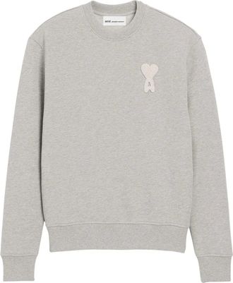 Ami Femme, Sweatshirts et sweats &agrave; capuche, Gris, Taille: 36 FR Crewneck Classic Fit avec patch Ami de Coeur en maille